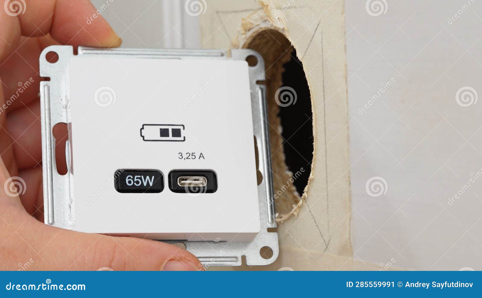 Installation of a USB Type-C Socket at the Head of the Bed for Charging ...