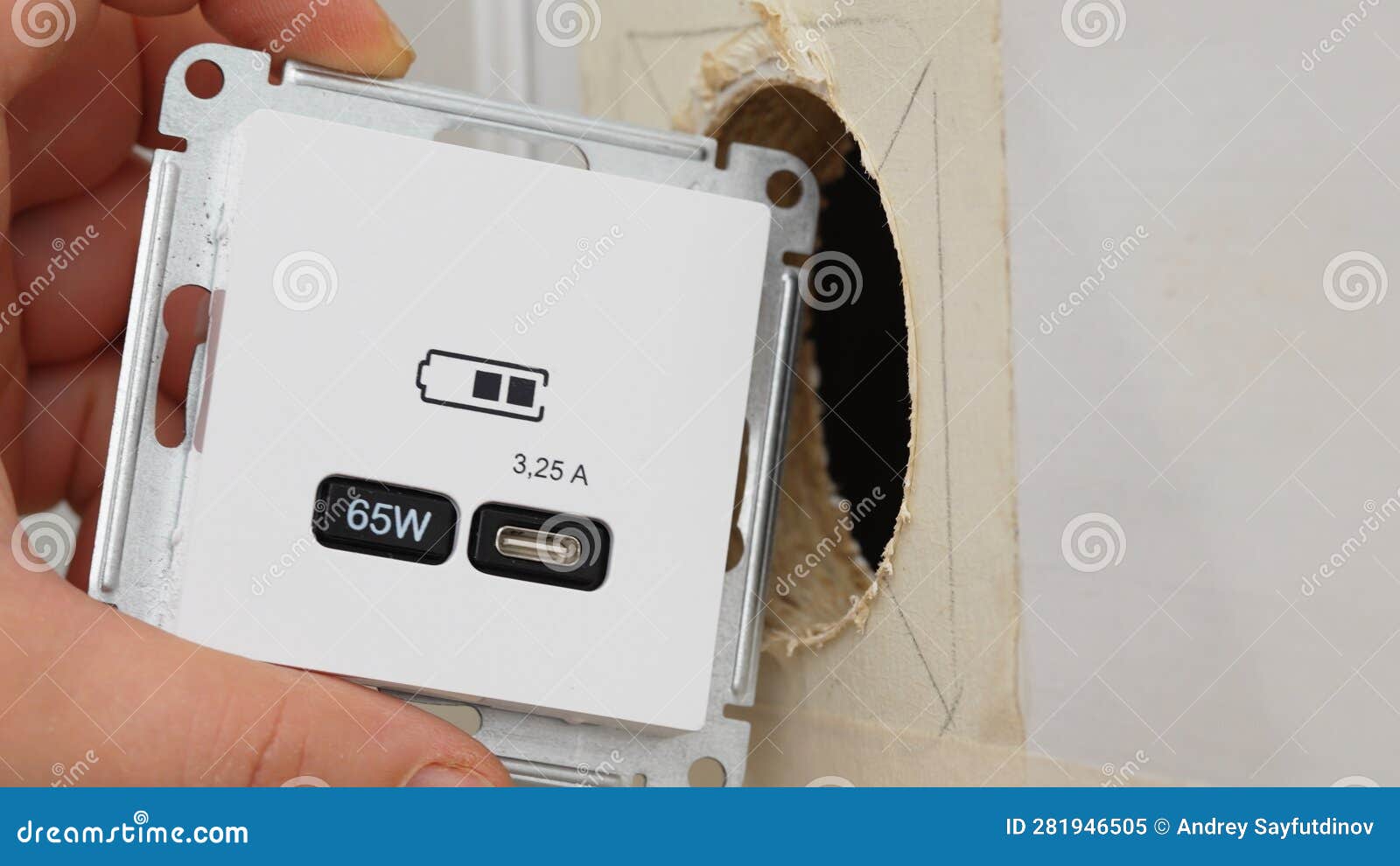 Installation of a USB Type-C Socket at the Head of the Bed for Charging ...