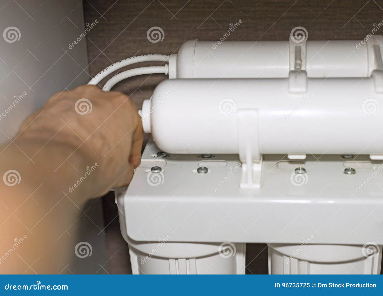 Installation of Water Purification System. Stock Image - Image of ...