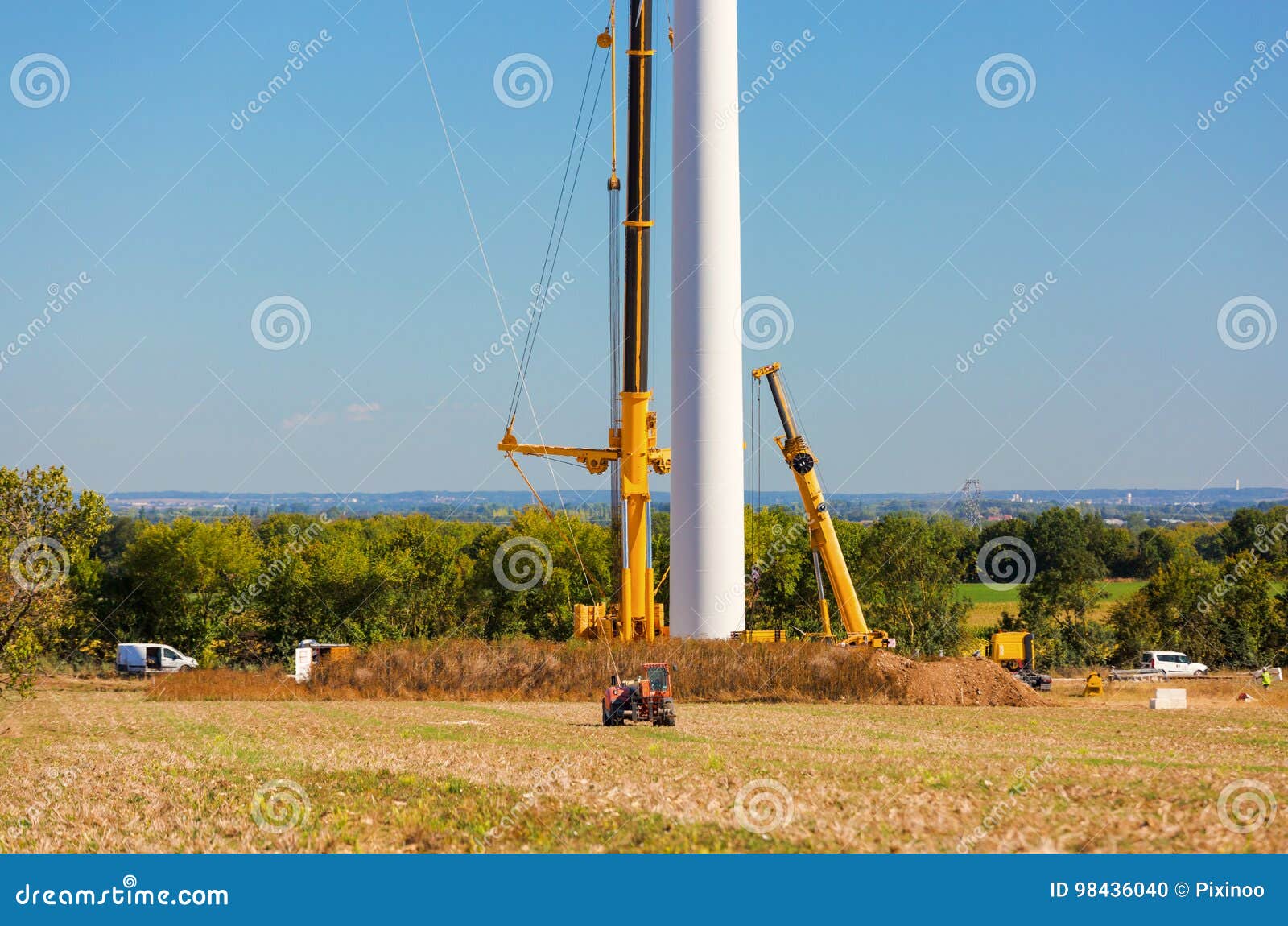 Installation of a Wind Turbine in Wind Farm Construction Site Stock ...