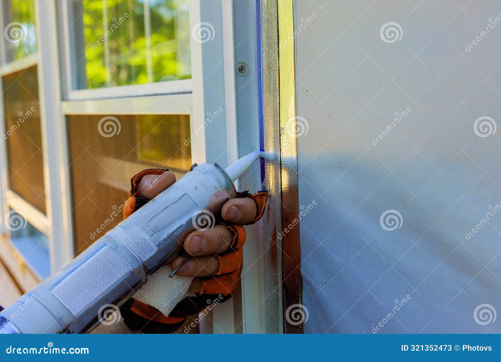 After Installation of Windows, Seams are Coated with Silicone Stripping ...