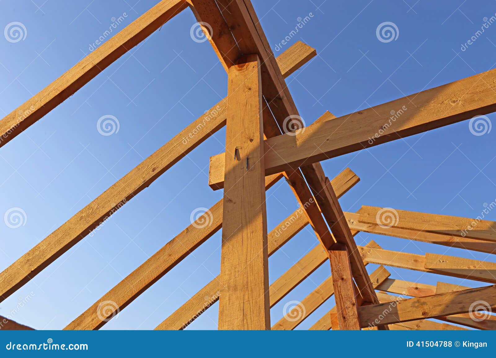 Beams On Construction Site Lumber Stack Wood Structure Stock ...
