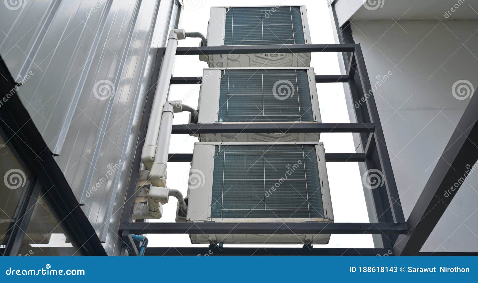 Installed Air Condenser Outside the Building Stock Image - Image of ...