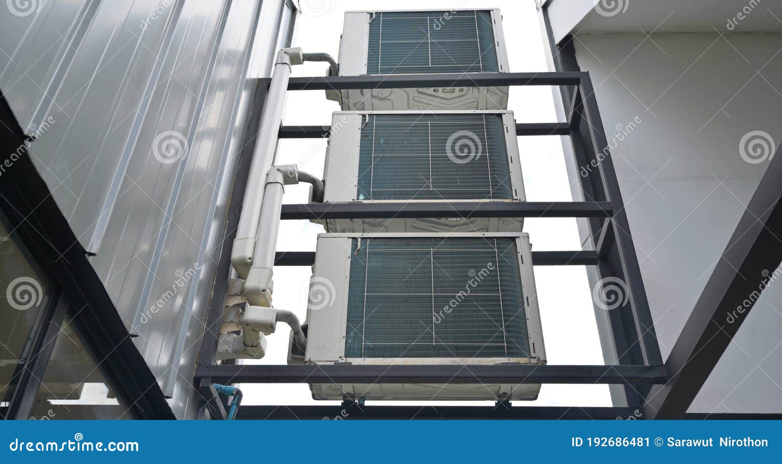 Installed Air Condenser Outside the Building Stock Image - Image of ...