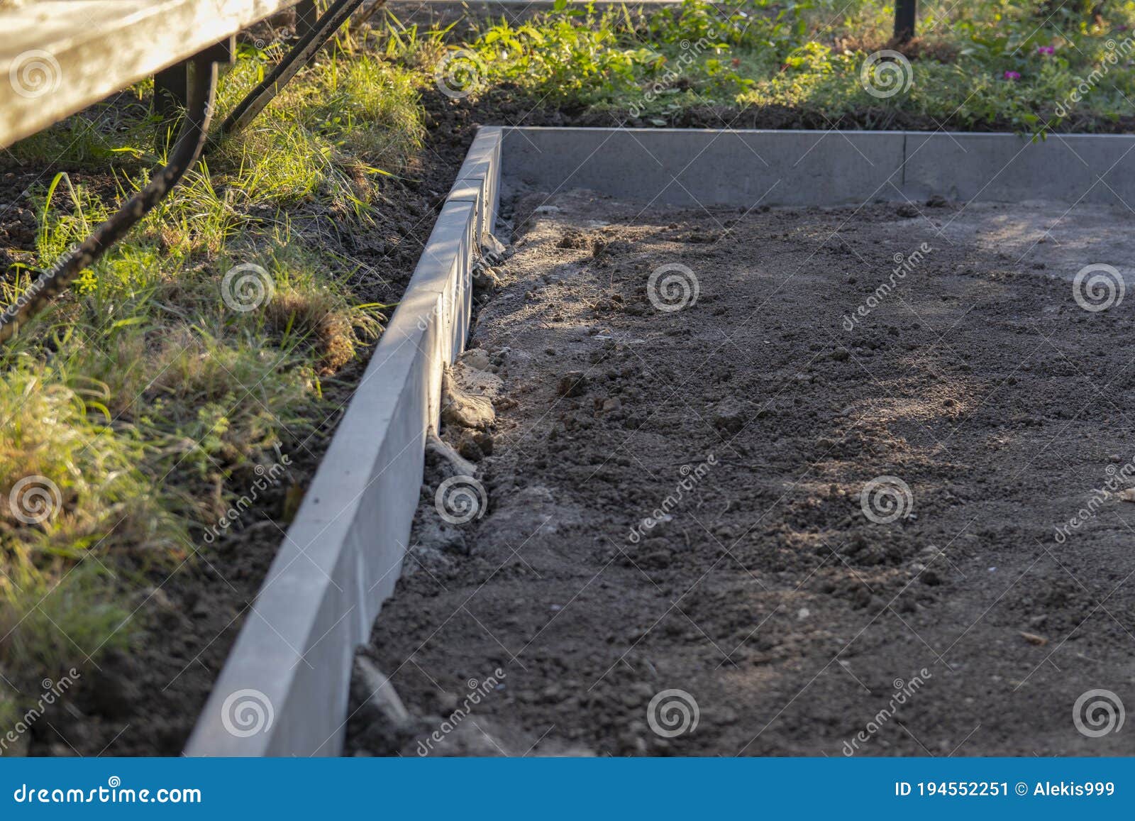 Installed Curb and Paving Slabs. Selective Focus Stock Image - Image of ...