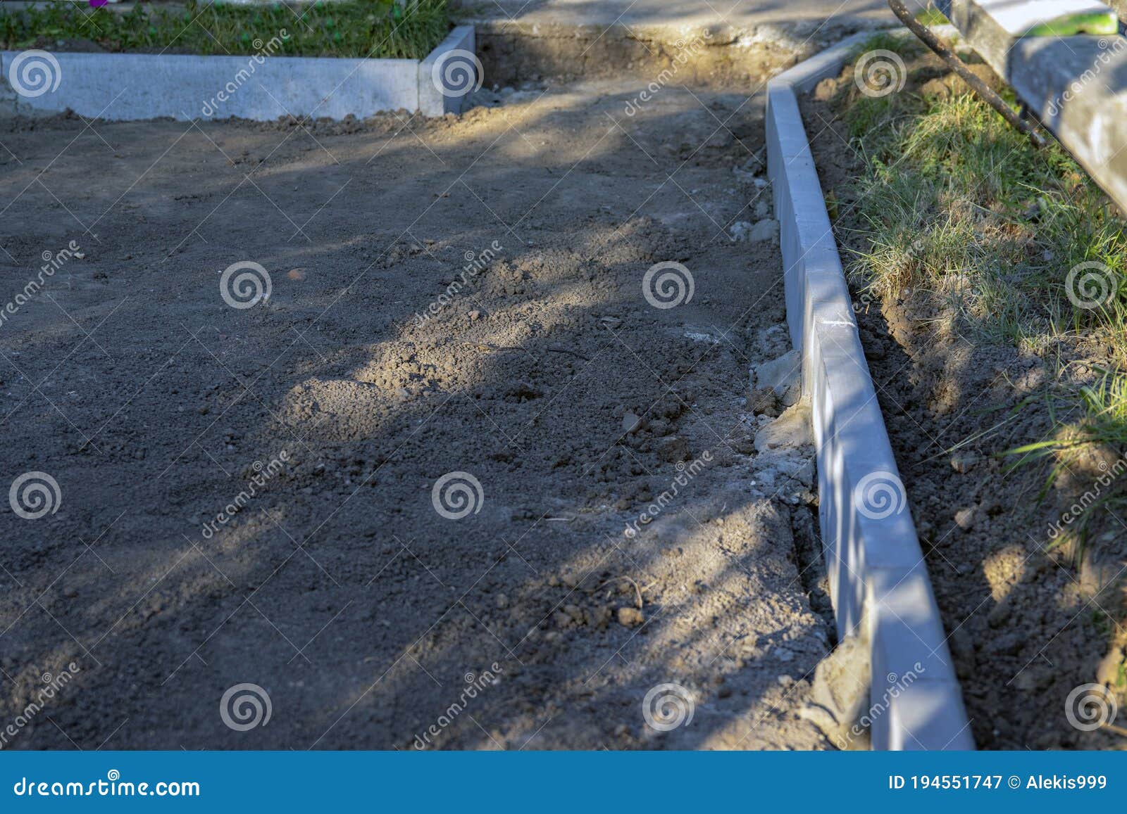 Installed Curb and Paving Slabs. Selective Focus Stock Image - Image of ...