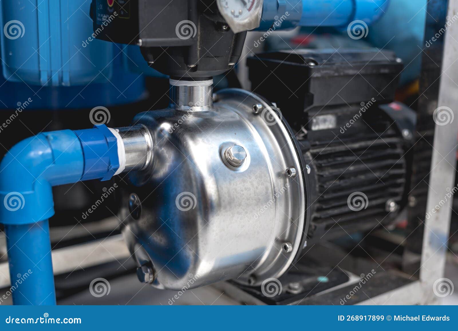 An Installed Horizontal Water Booster Pump at a Refillable Water ...