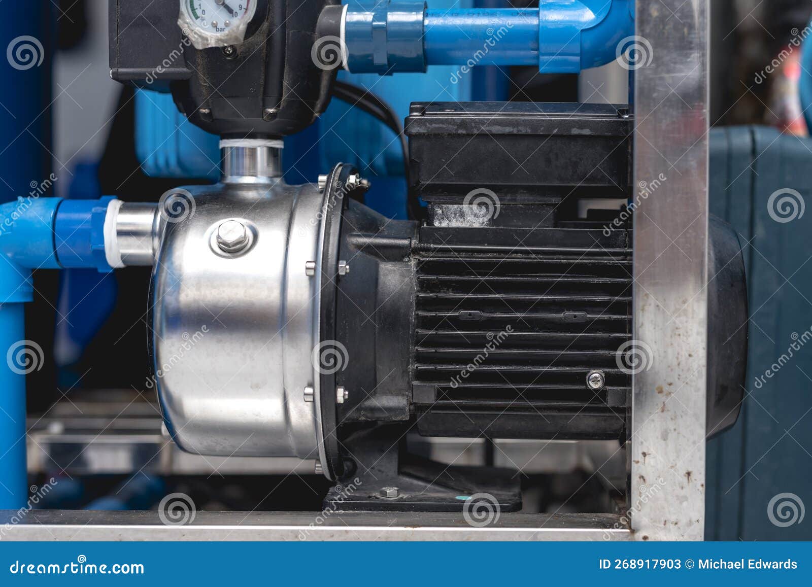 An Installed Horizontal Water Booster Pump at a Refillable Water ...