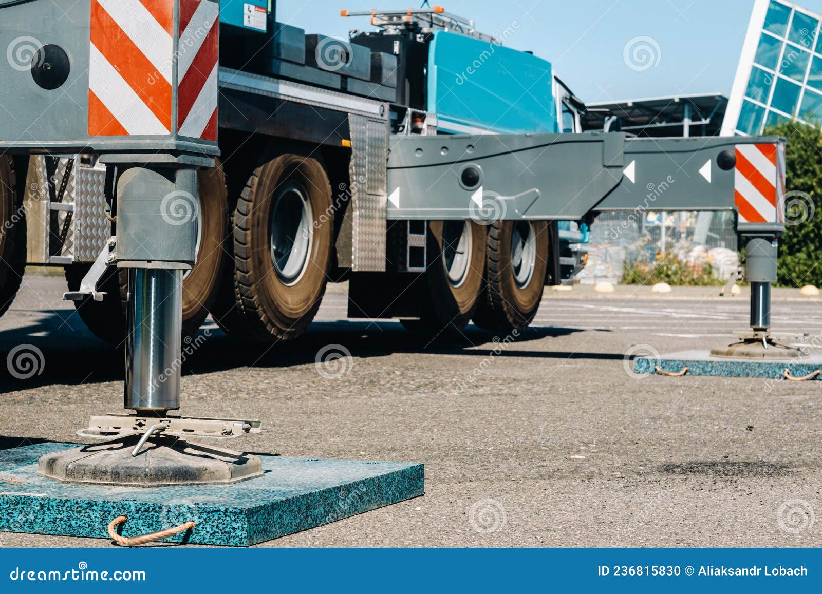Installed Hydraulic Support of an Automobile Crane Stock Photo - Image ...
