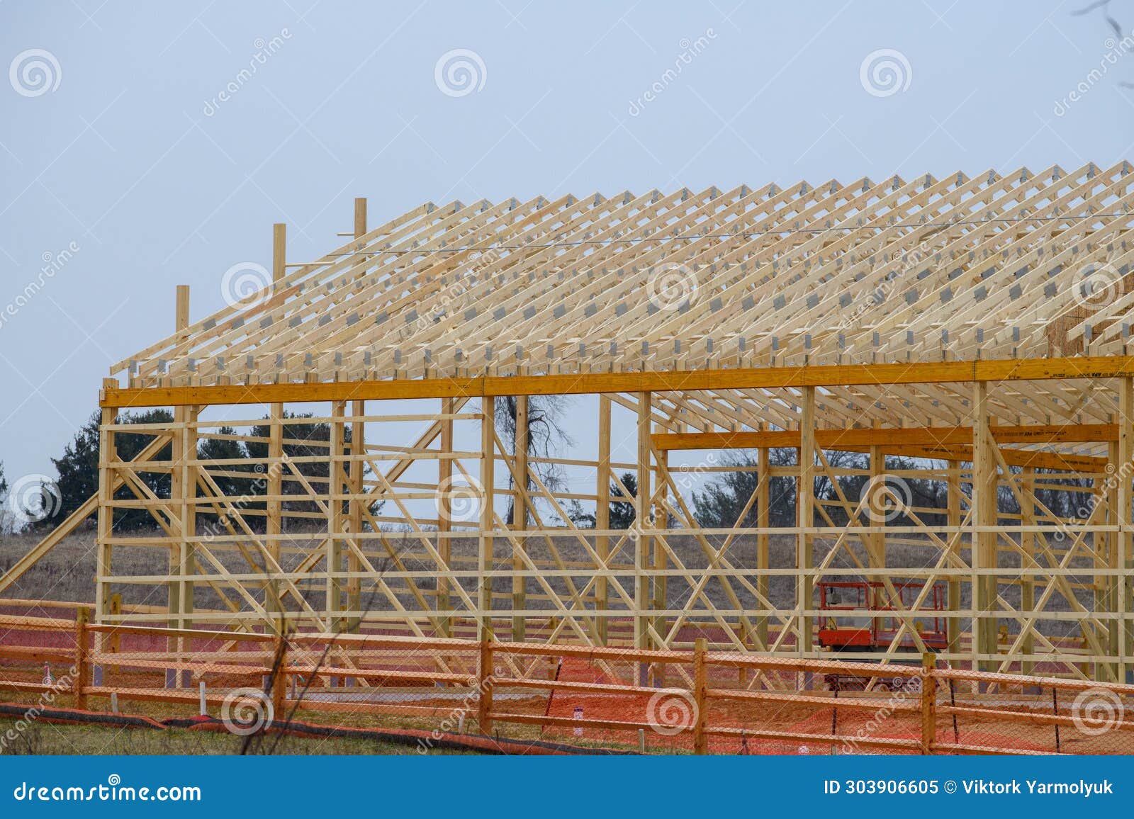 Installed Rafters of the New Building Stock Image - Image of beam ...
