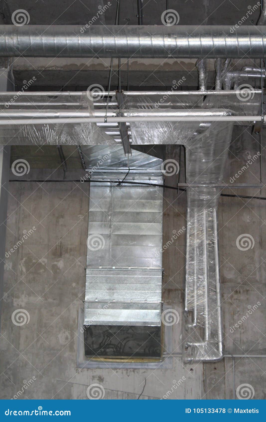 Installed Rectangle Air Duct System Stock Photo - Image of heater ...