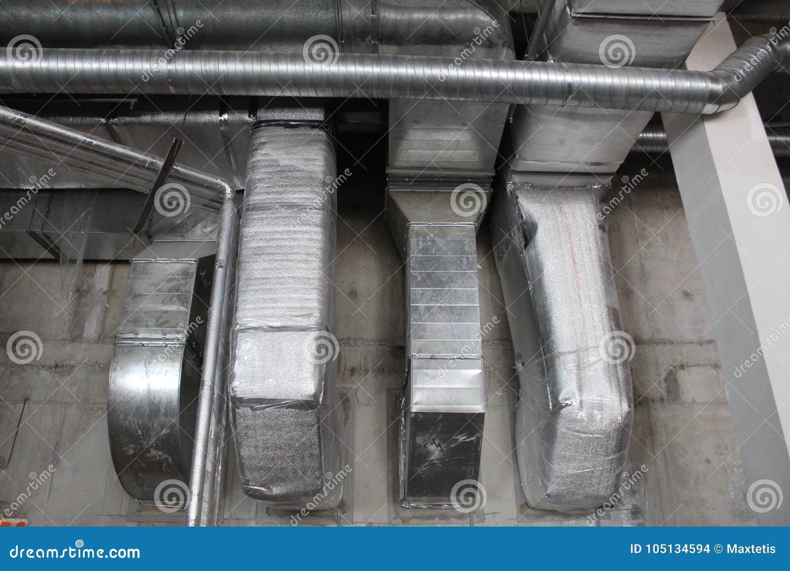 Installed Rectangle Air Duct System Stock Photo - Image of nprocess ...