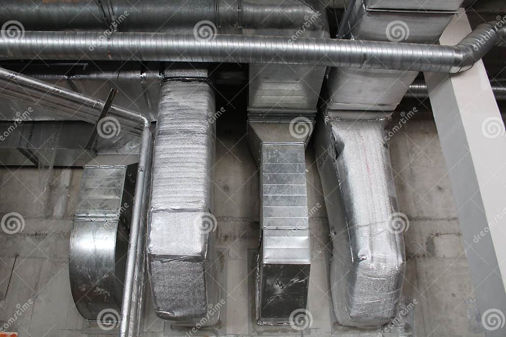 Installed Rectangle Air Duct System Stock Photo - Image of nprocess ...