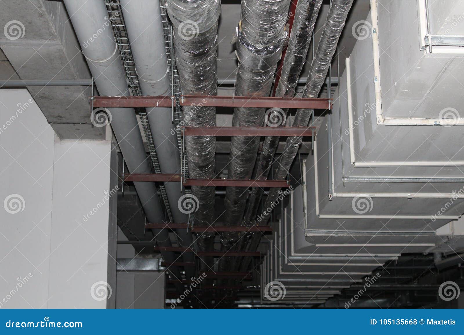 Installed Rectangle Air Duct System Stock Photo - Image of factory ...