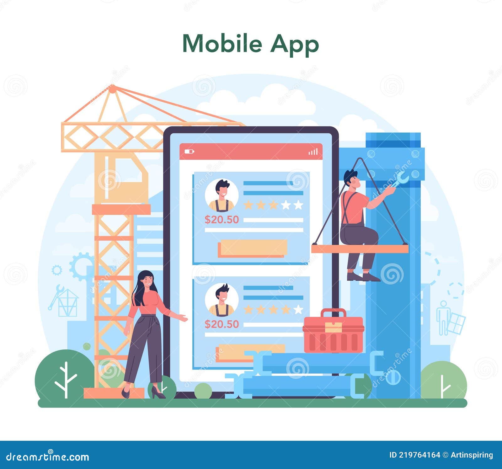 Installer Online Service or Platform. Worker in Uniform Installing ...