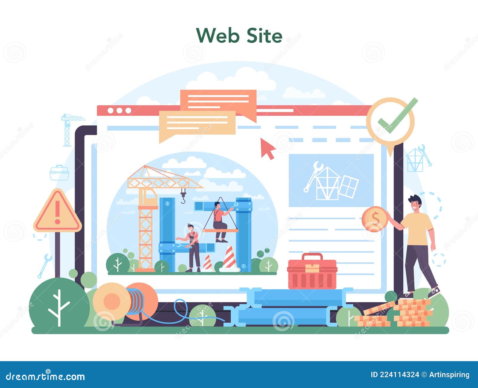 Installer Online Service Or Platform Set. Worker In Uniform Installing ...