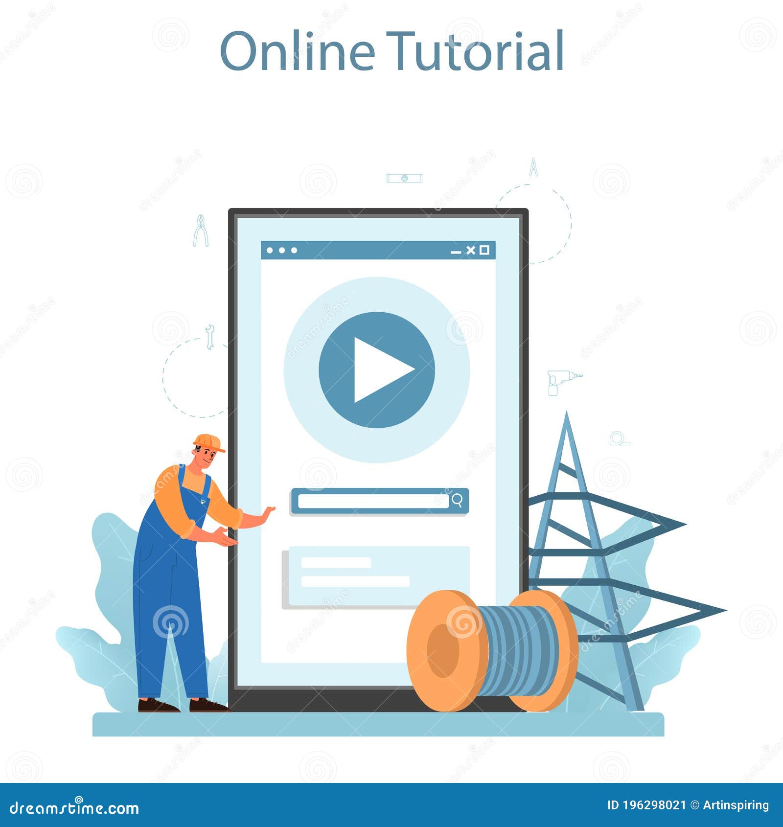 Installer Online Service or Platform. Worker in Uniform Installing ...