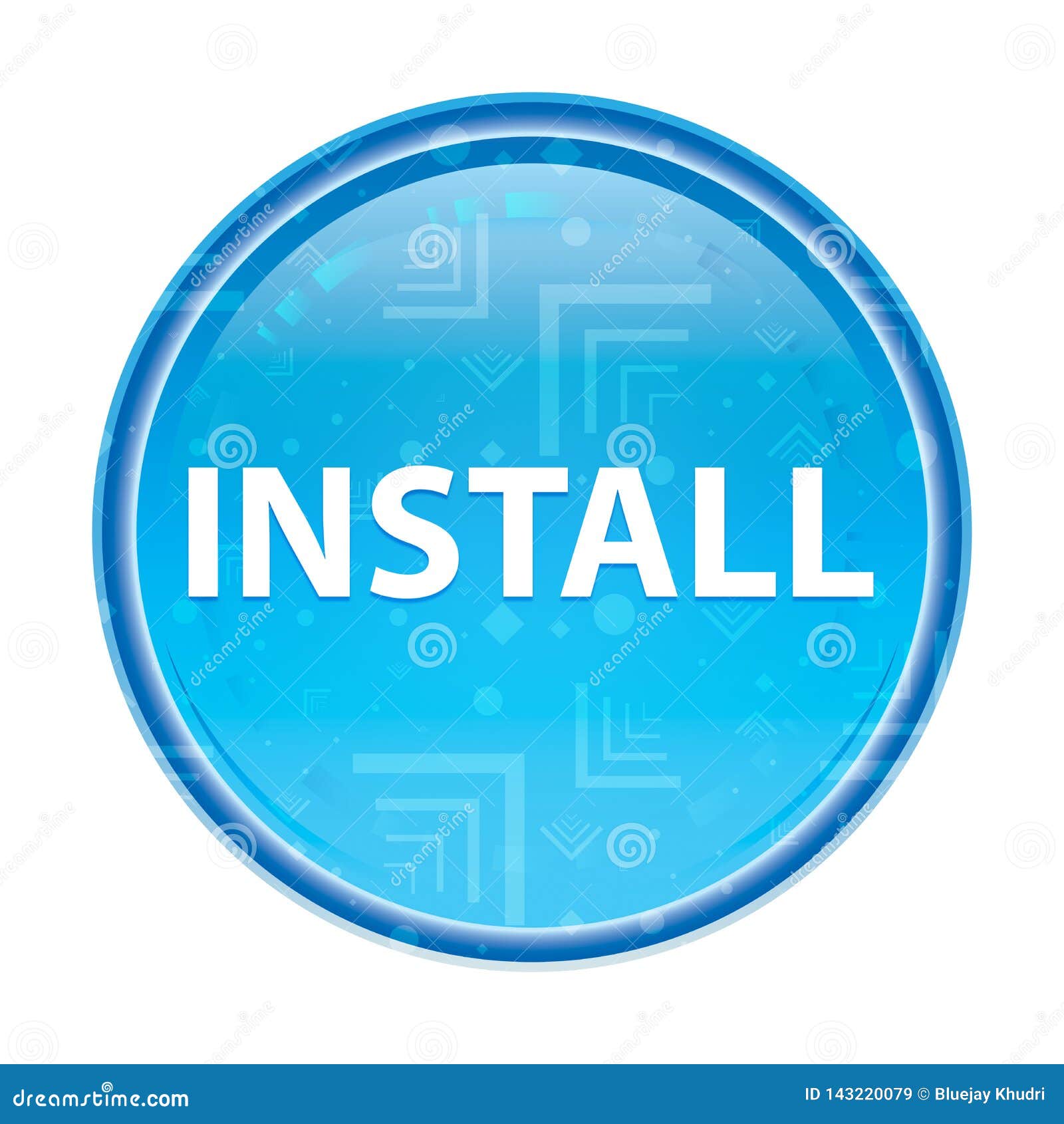 Installi Il Bottone Rotondo Blu Floreale Illustrazione di Stock ...