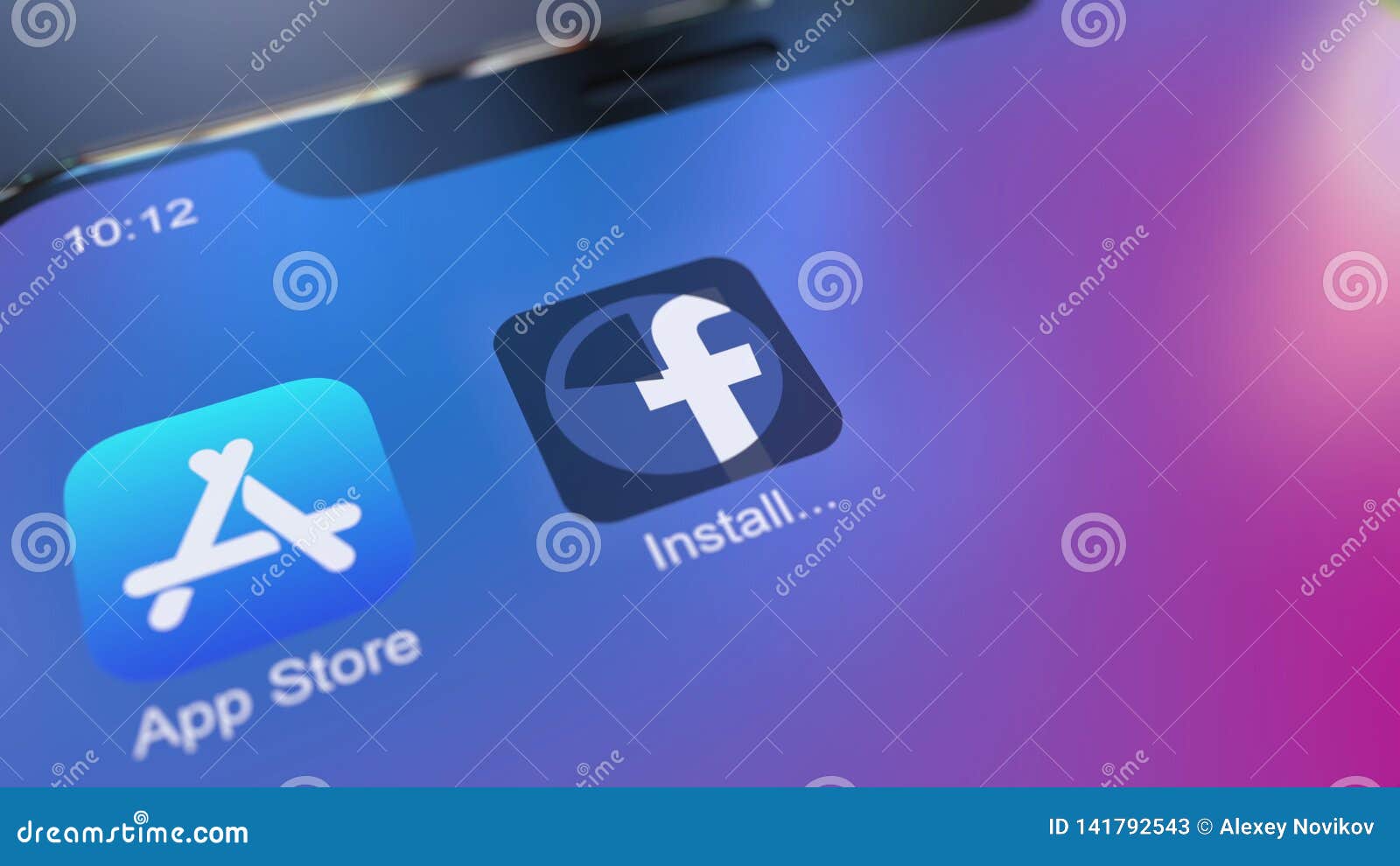 Installing Facebook App on the Modern IPhone Smartphone. Editorial 3D ...