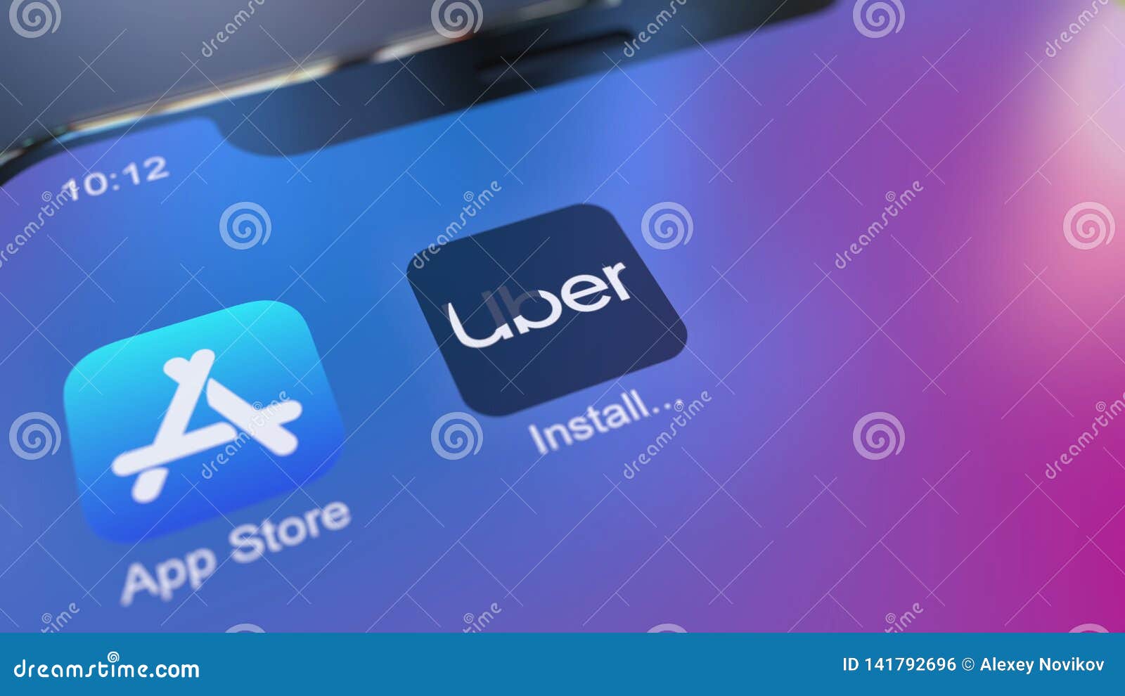 Installing Uber App on the Modern IPhone Smartphone. Editorial 3D ...