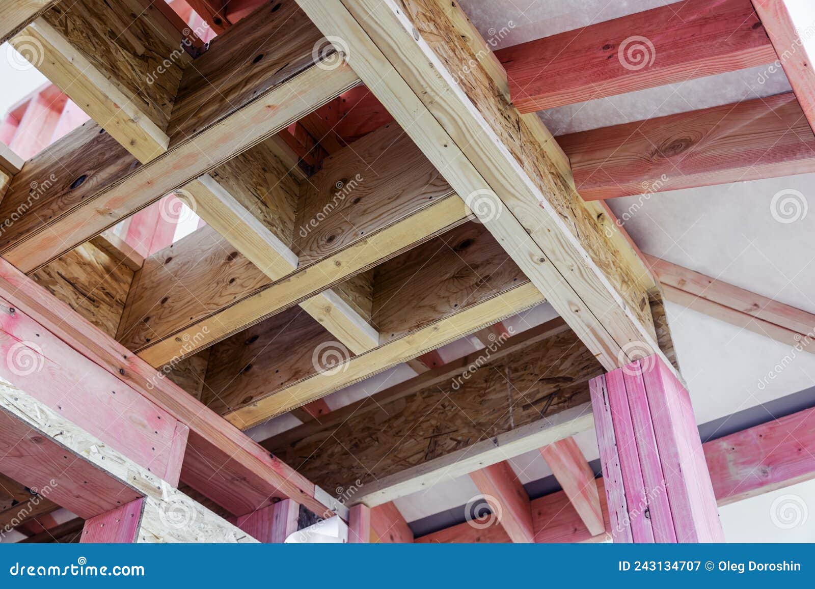 Installing Attic Insulation Material and Roof Support Truss System ...
