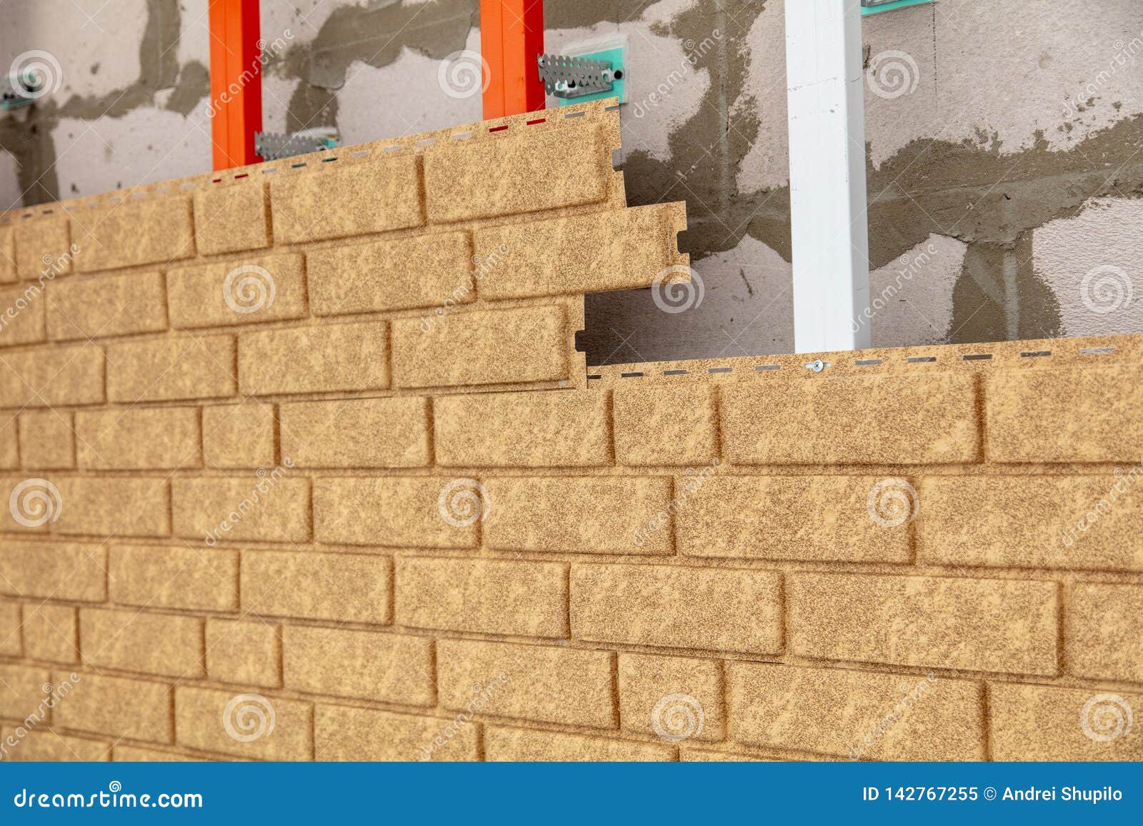 Installing Brick Siding on the Wall of the House Stock Image - Image of ...