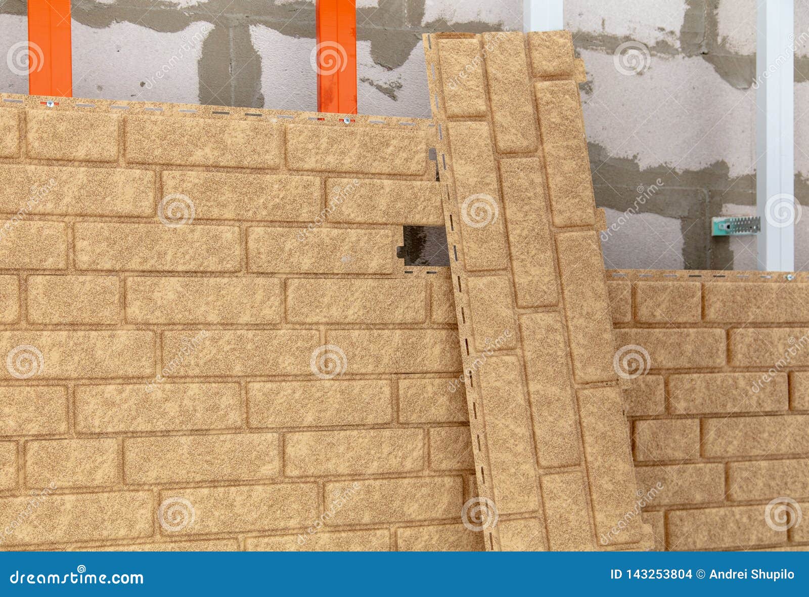 Installing Brick Siding on the Wall of the House Stock Photo - Image of ...