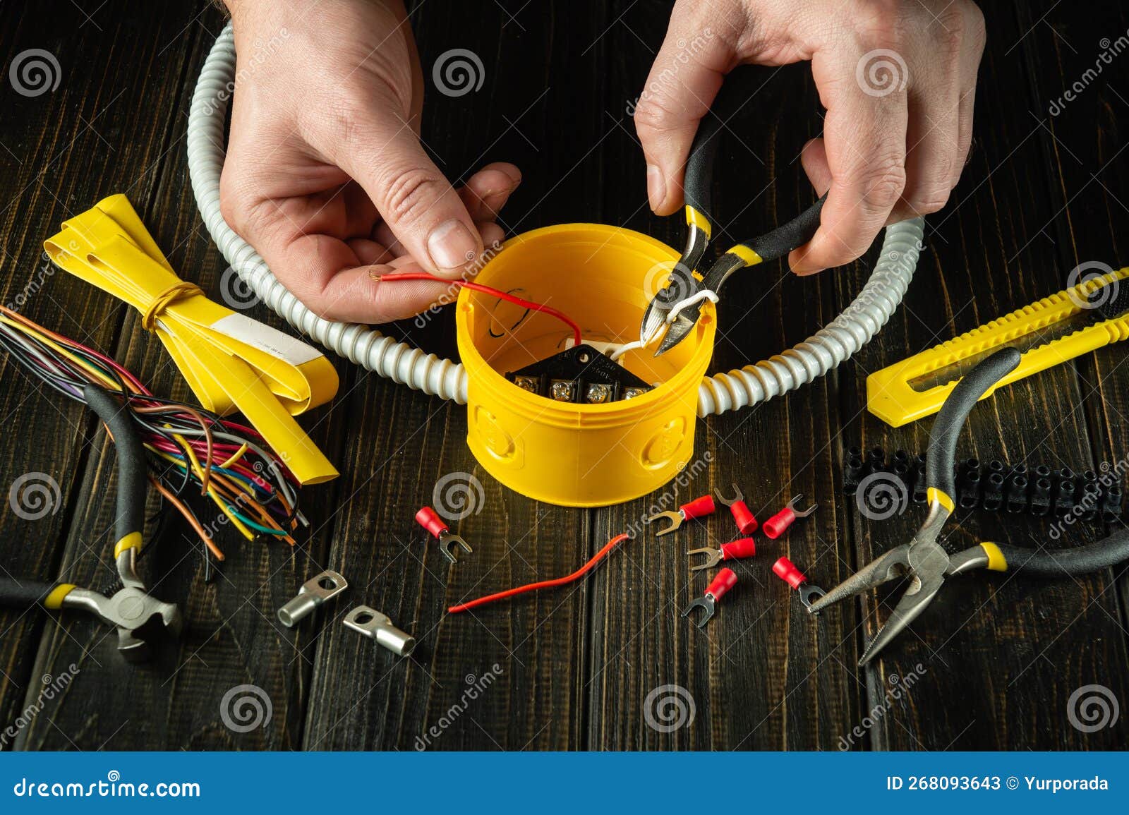 Installing a Cable or Wire To Yellow Junction Box. Master Electrician ...