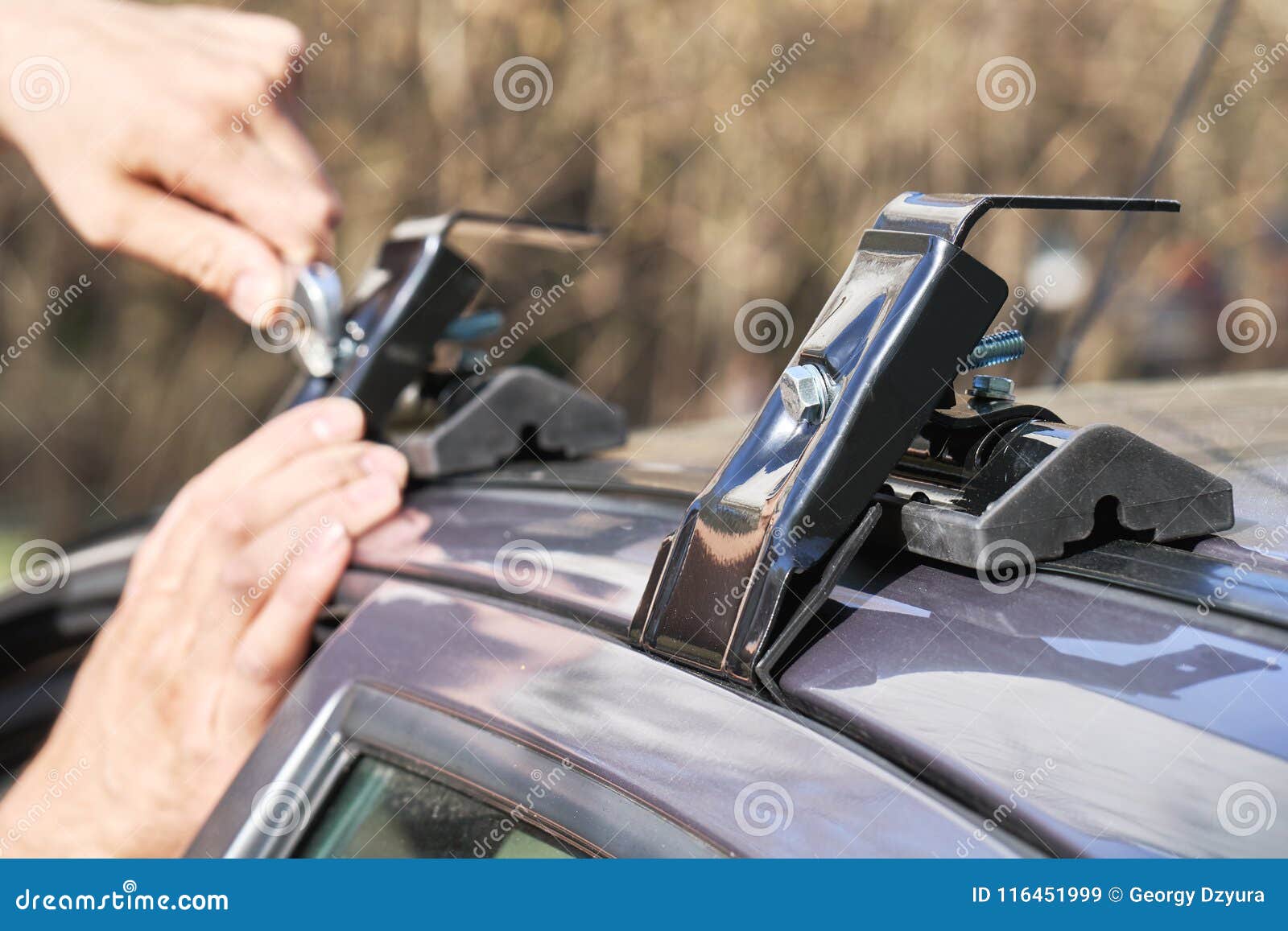 Installing a Car Roof Rack Outdoors Stock Image - Image of rack, fixing ...