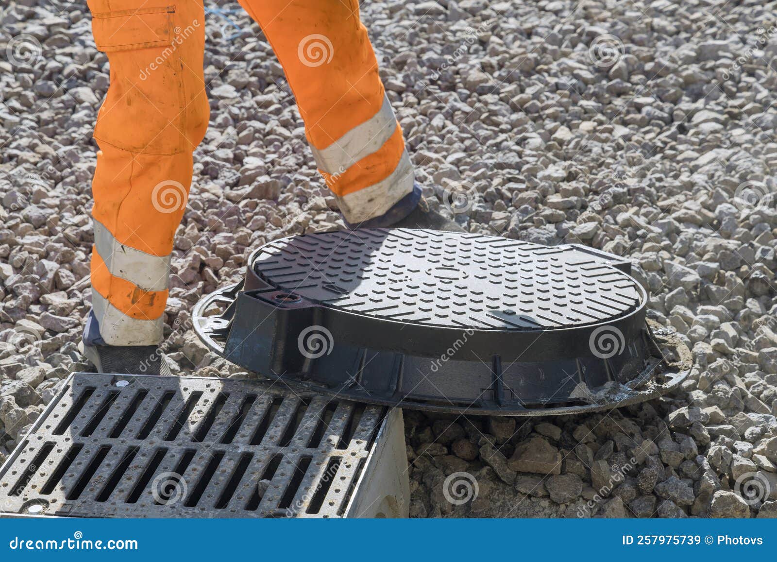 Installing Cast Iron Sewer Hatch on a Concrete Base of Installation of ...