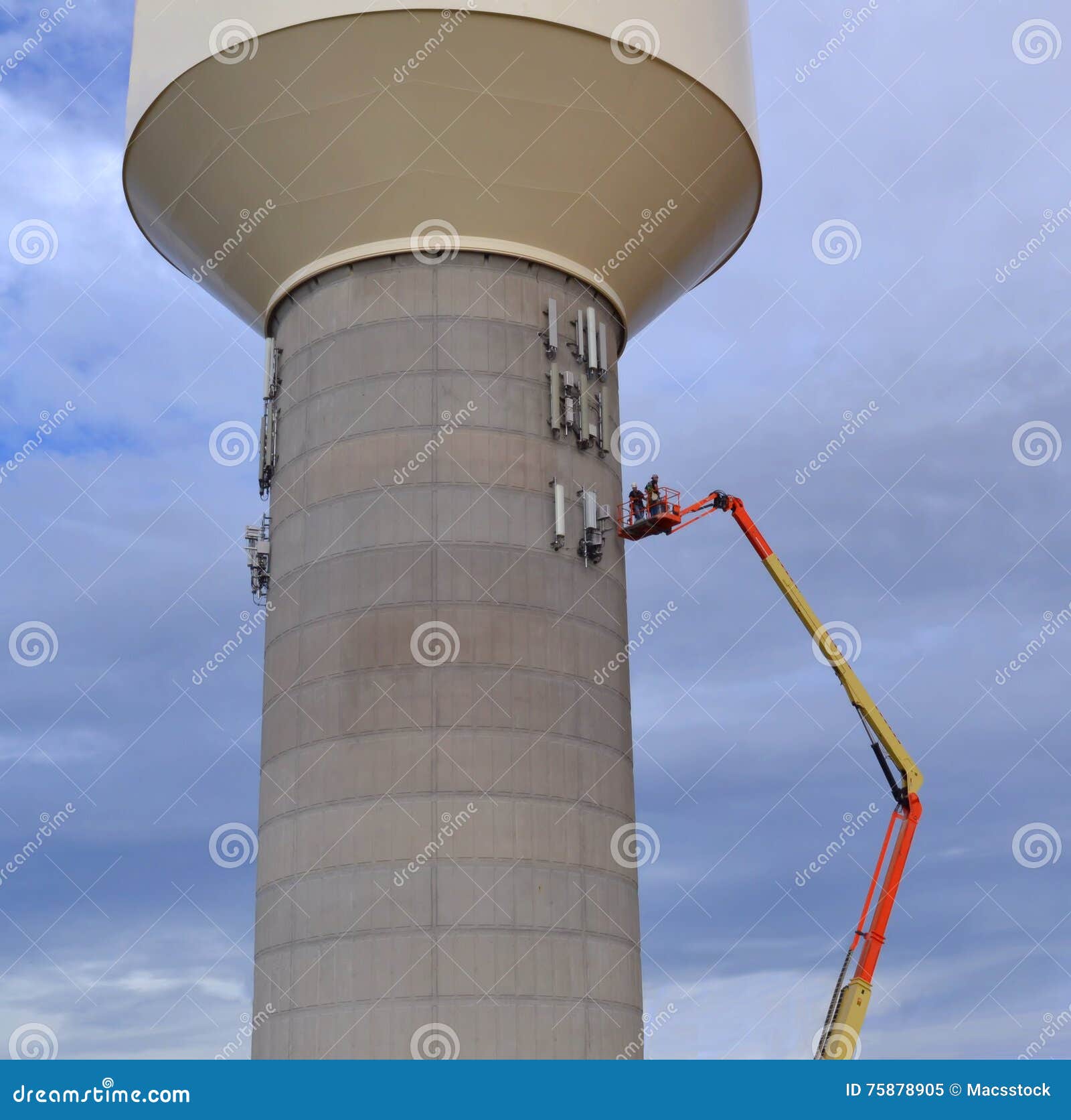 Installing Cellular Antennas on a Water Tower Stock Image - Image of ...