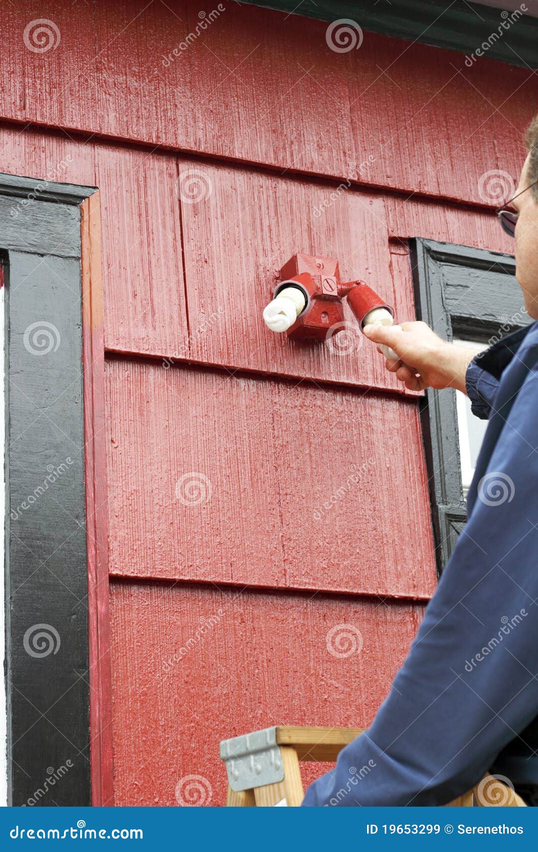 Installing a CFL stock image. Image of bulb, save, blue - 19653299