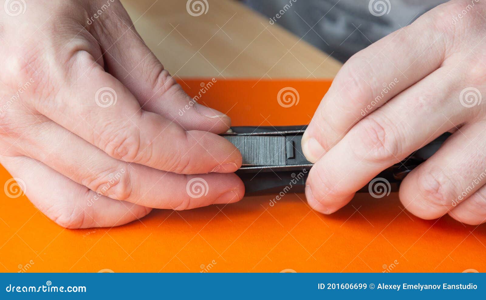 Installing Clamp Staples in a Stationery Stapler Stock Image - Image of ...