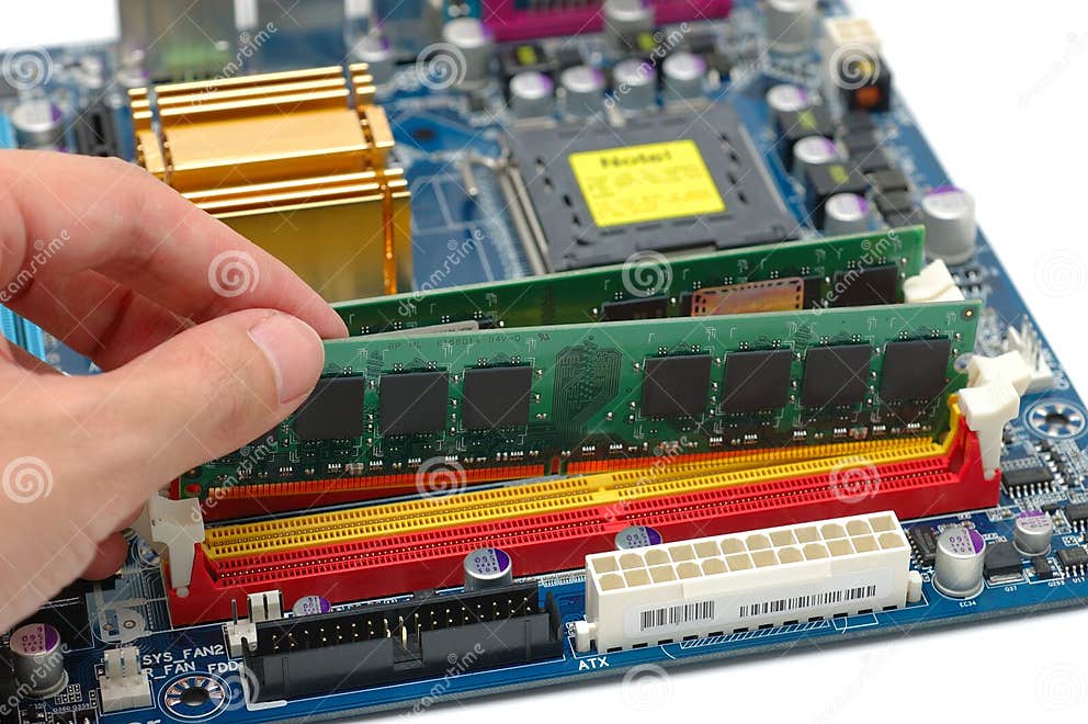 Installing computer ram stock photo. Image of motherboard - 5311276