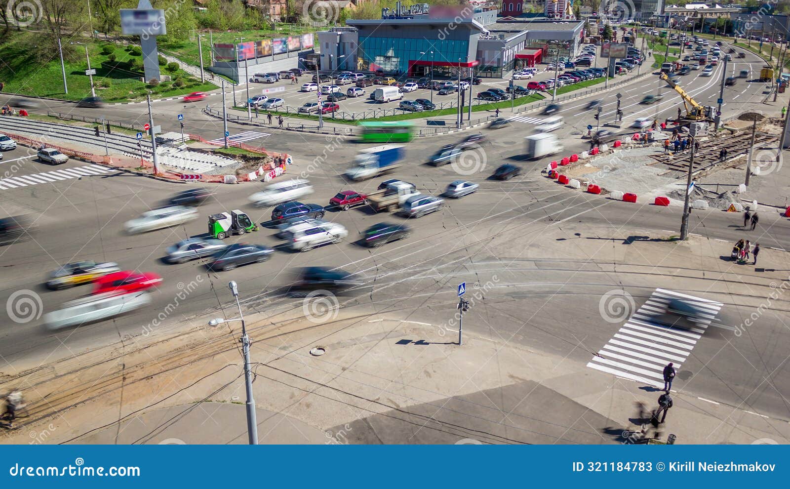 Installing Concrete Plates by Crane on Intersection at Road ...