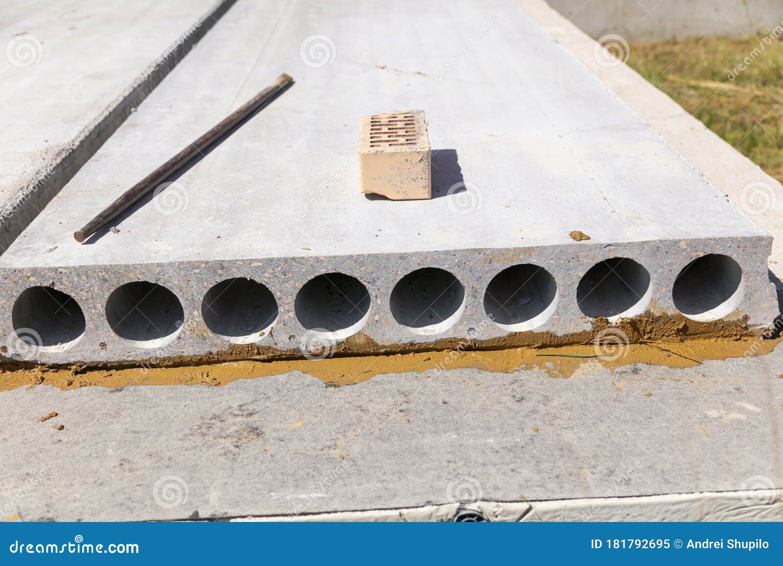 Installing Concrete Slabs at a Construction Site at Home Stock Image ...
