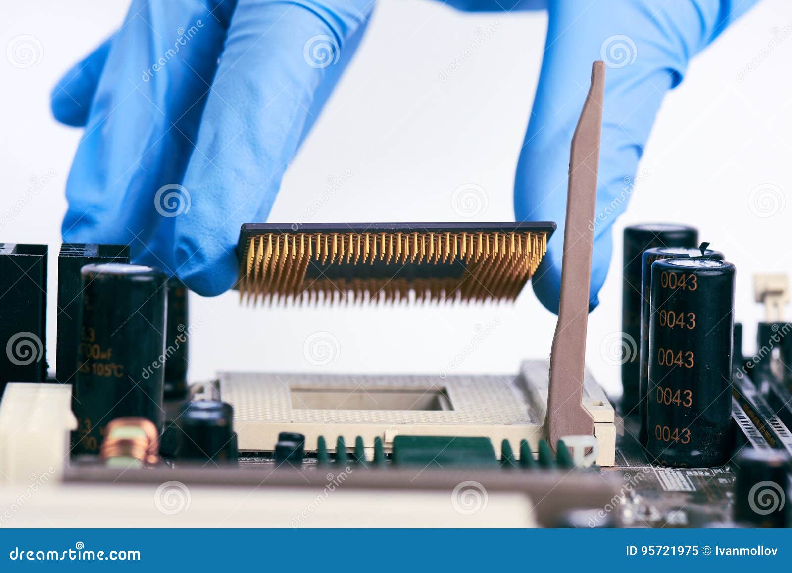 Installing CPU Chip on Motherboard Stock Image - Image of installation ...
