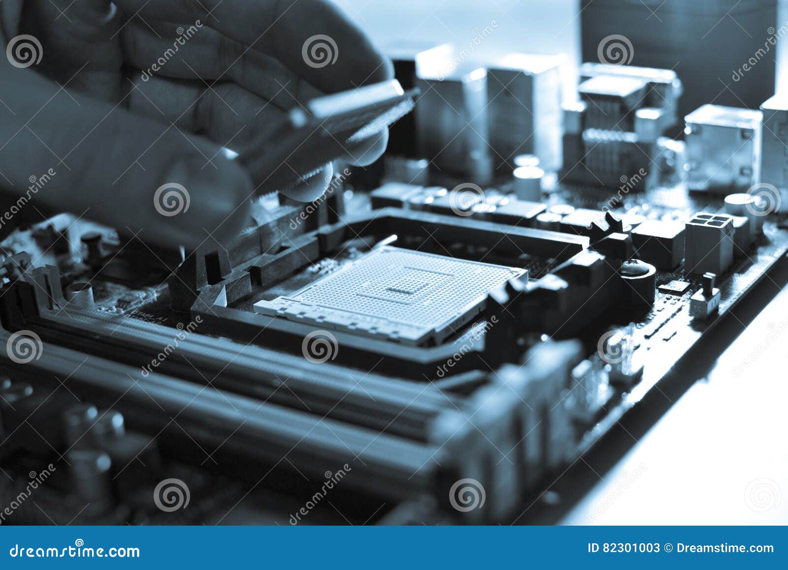 Installing the CPU into the Motherboard Stock Image - Image of closeup ...