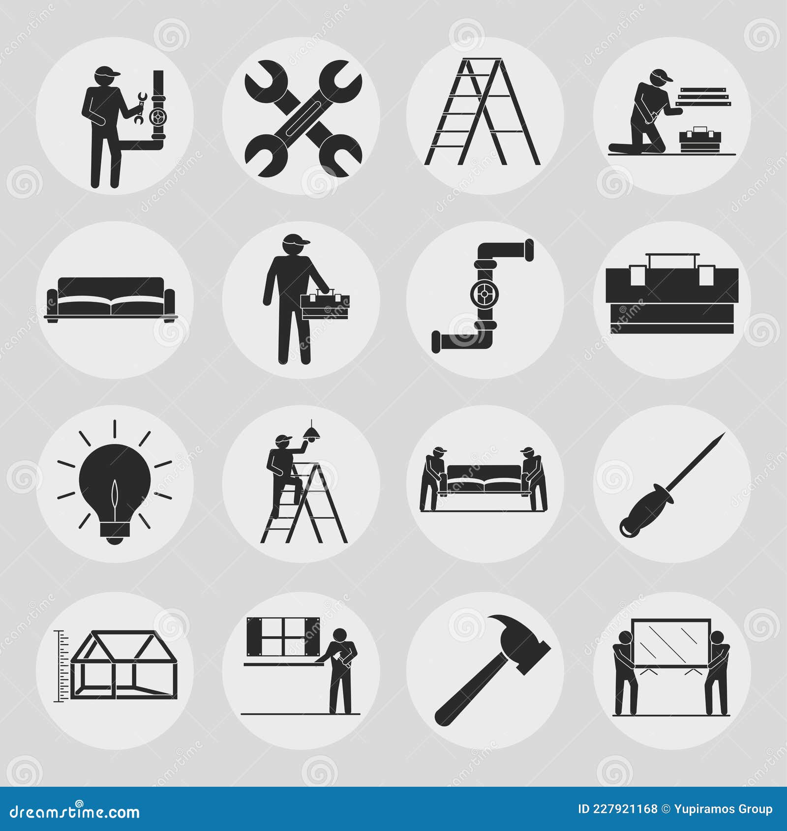 Installing different tools stock vector. Illustration of work - 227921168