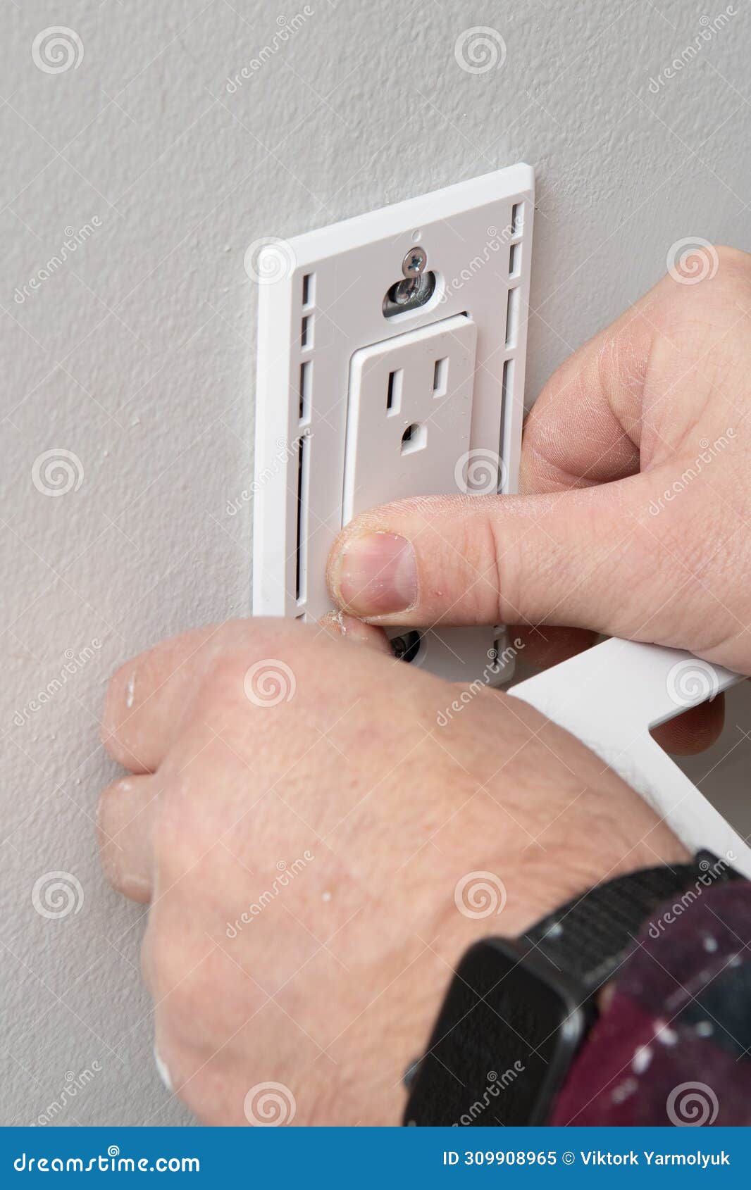 Installing an Electrical Outlet Stock Image - Image of industrial ...