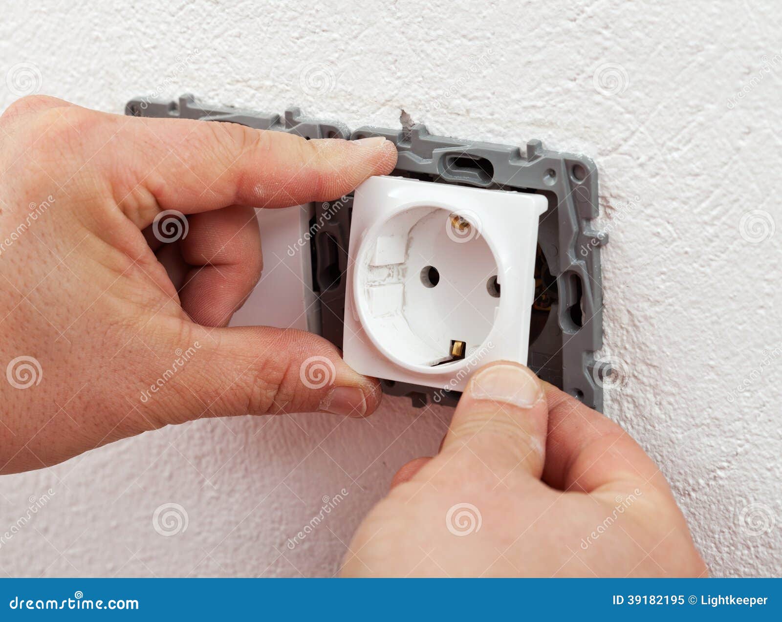 Installing Electrical Outlet or Socket - Closeup Stock Image - Image of ...