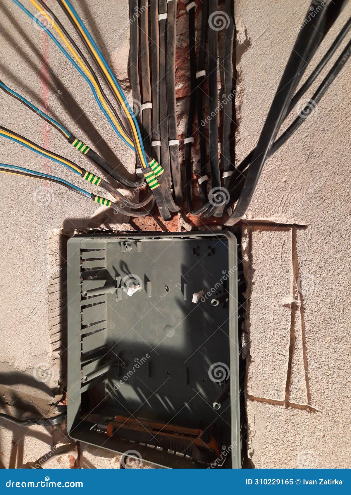 Installing an Electrical Panel on the Wall. Stock Image - Image of ...