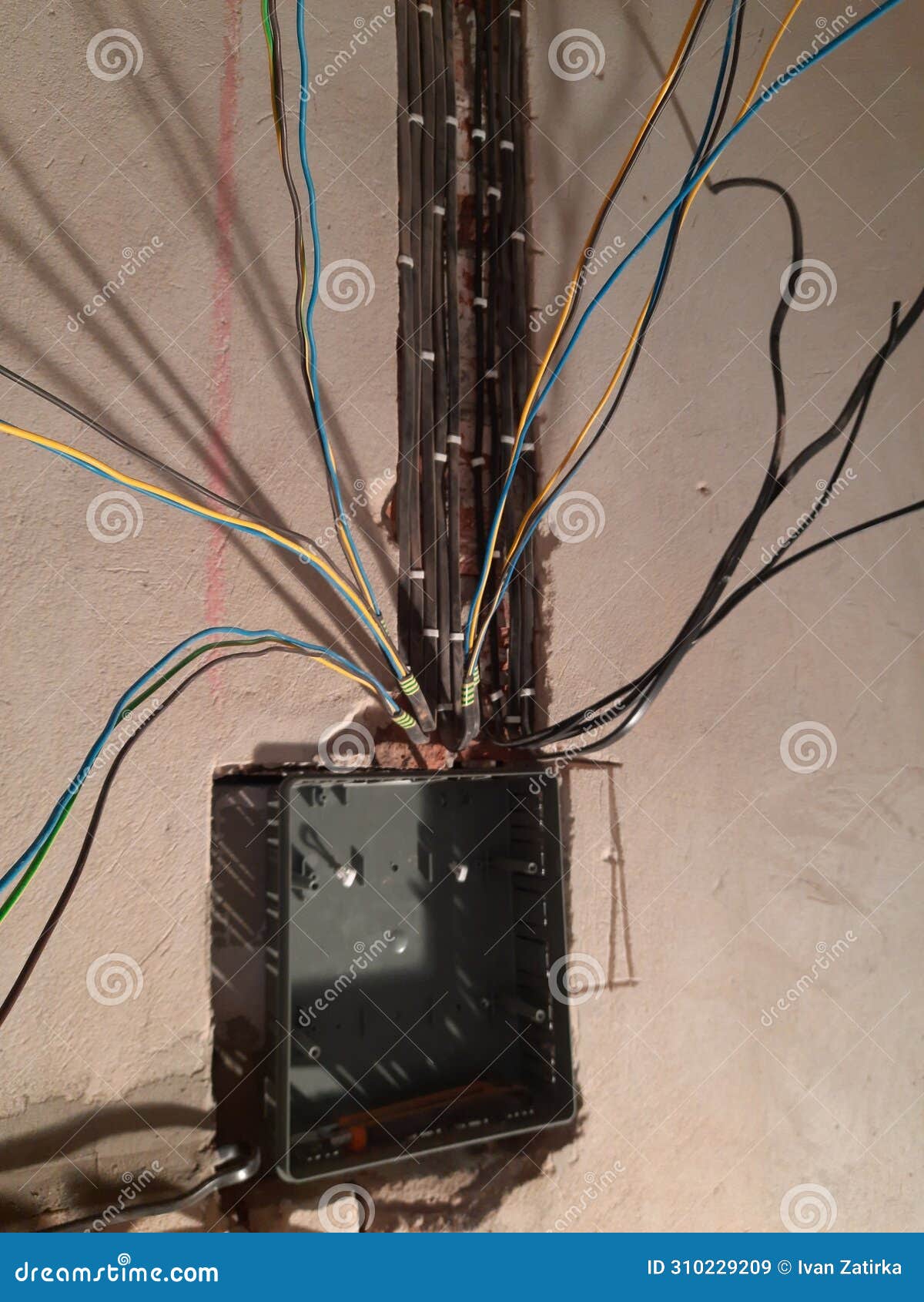Installing an Electrical Panel on the Wall. Stock Image - Image of wall ...