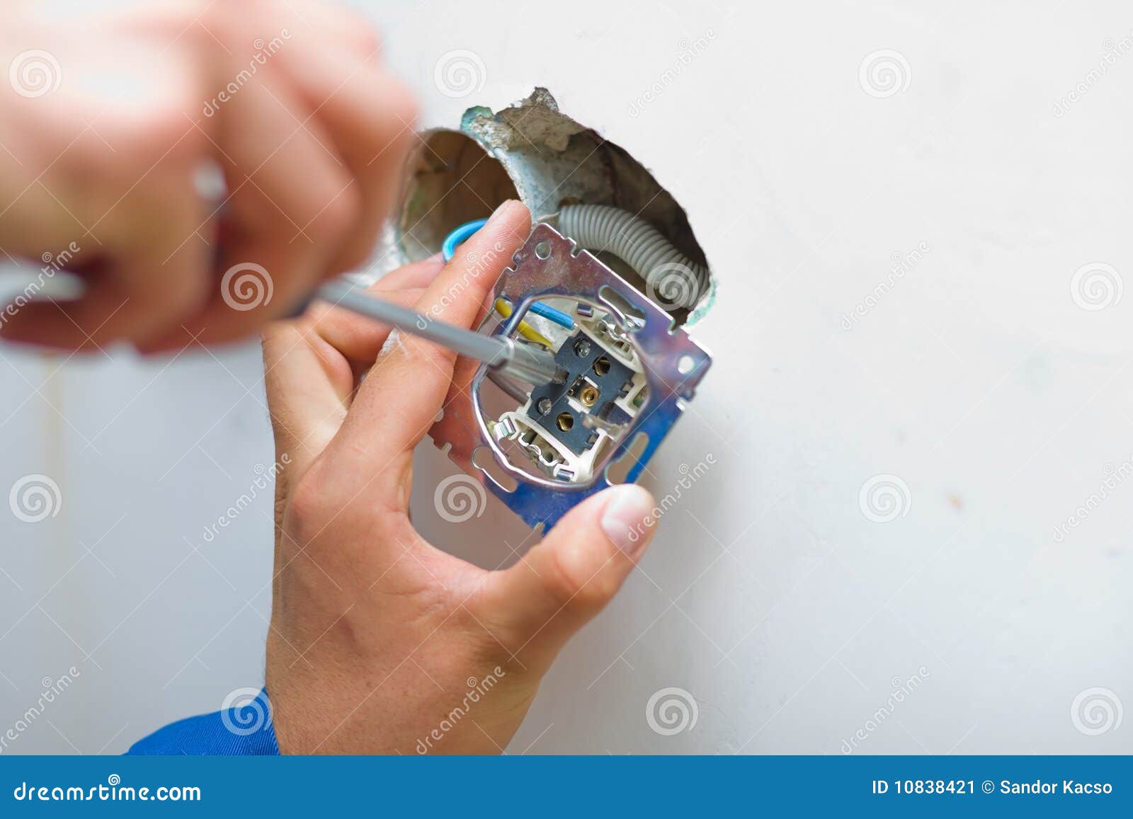 Installing an Electrical Plug / Contact Stock Image - Image of cords ...