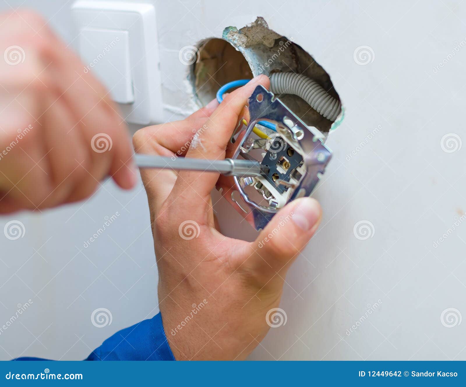 Installing an Electrical Plug / Contact Stock Photo - Image of repair ...