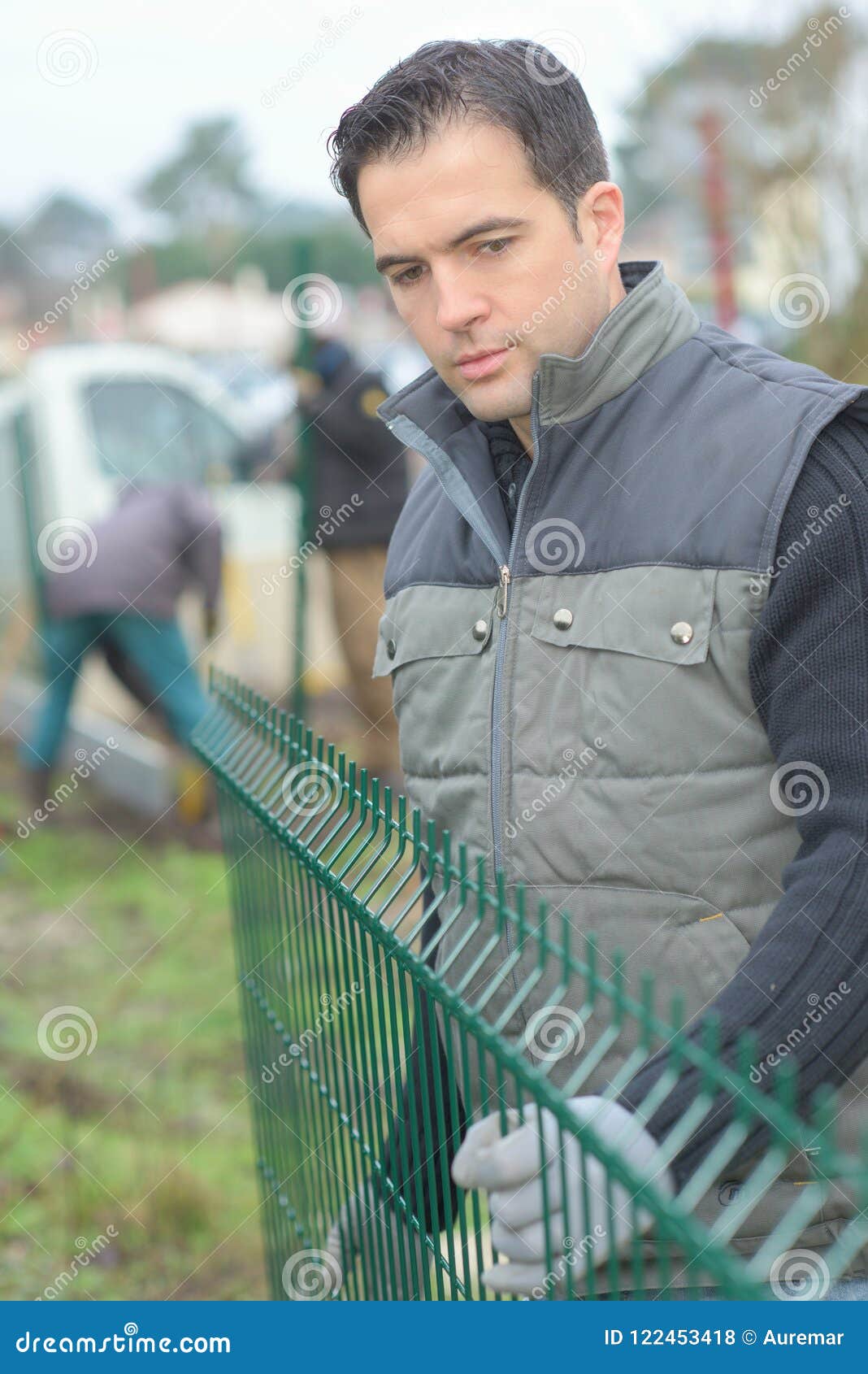 Installing a Fence Outdoors Stock Photo - Image of classic, depth ...