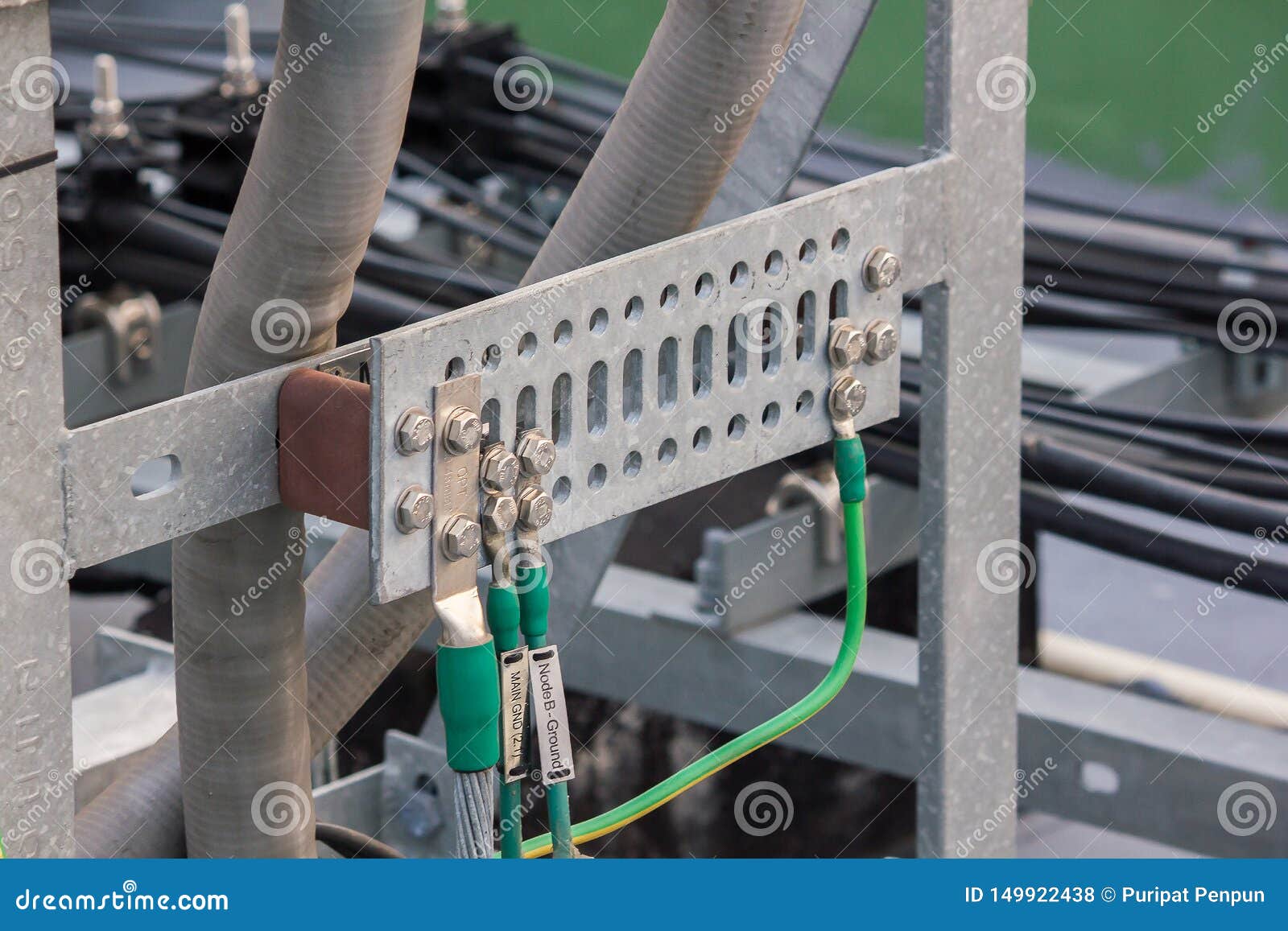 Installing the Ground Wire System with the Steel Frame Stock Photo ...