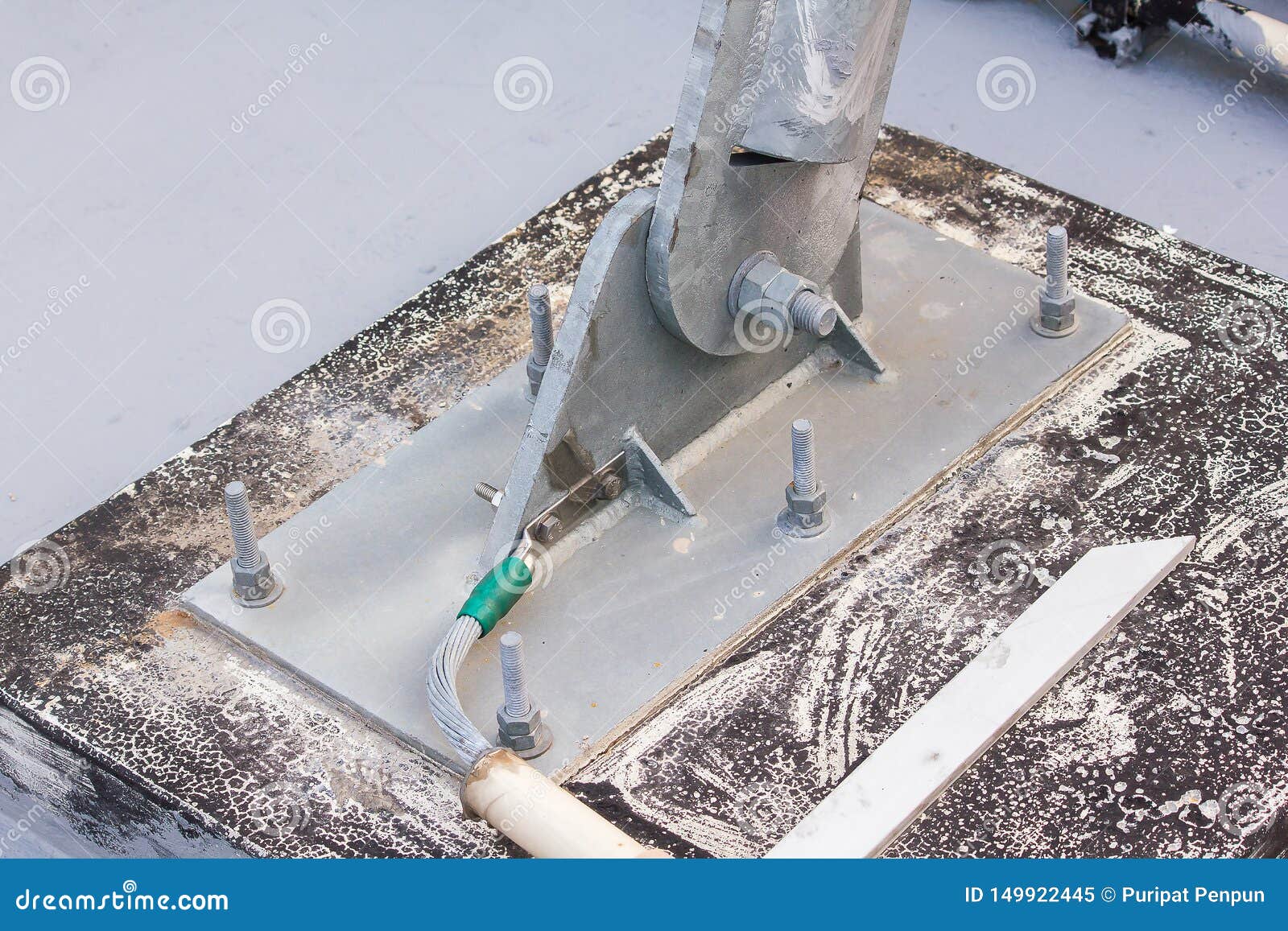 Installing the Ground Wire System with the Steel Frame Stock Image ...