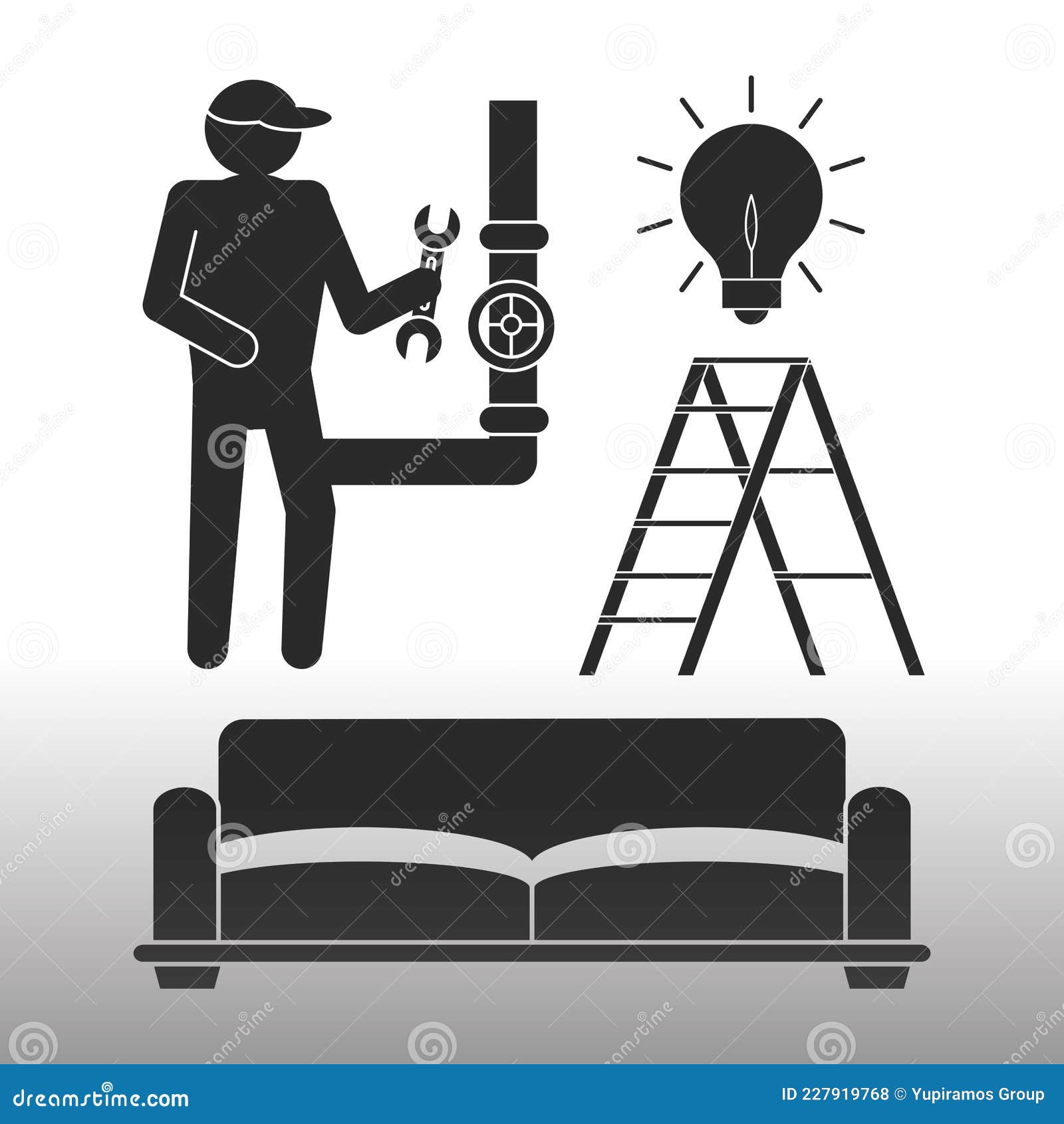 Installing icons set stock vector. Illustration of mechanic - 227919768