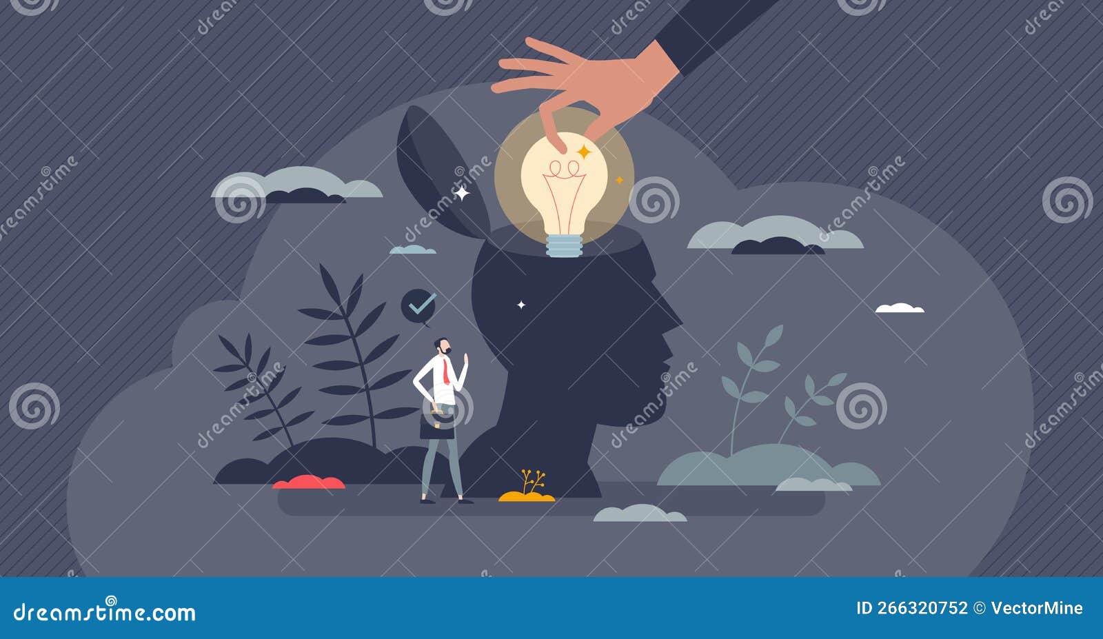 Installing Idea Lightbulb To Think Innovative Solution Tiny Person ...